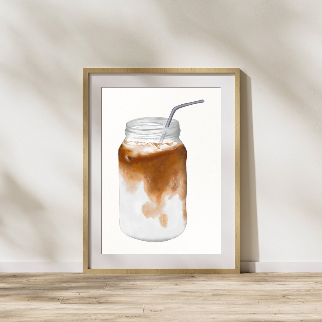 Watercolor Iced Coffee Print | Digital Download | Printable Art ...