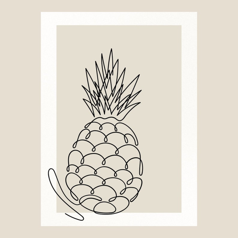 Pineapple Line Drawing Print Digital Download Printable Art Modern ...