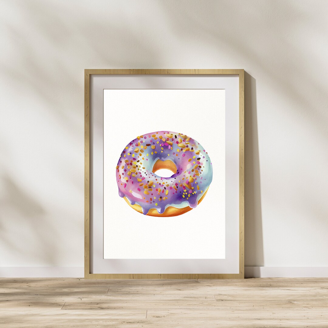Watercolor Donut Print | Digital Download | Printable Art | Modern ...