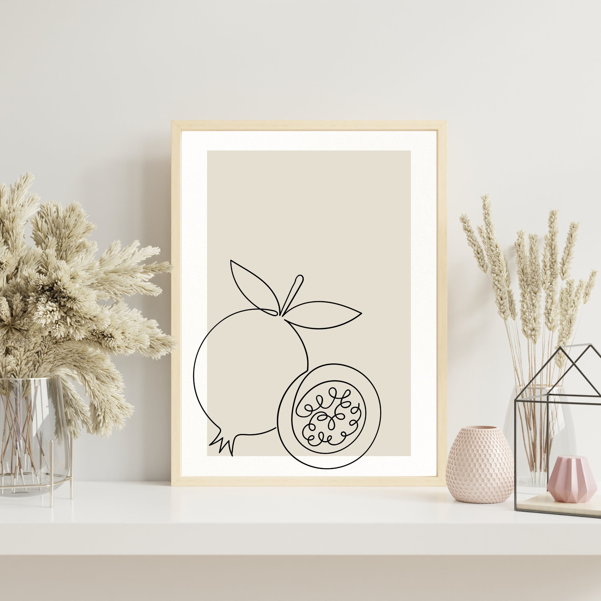 Pomegranate Line Drawing Print Digital Download Printable Art Modern ...