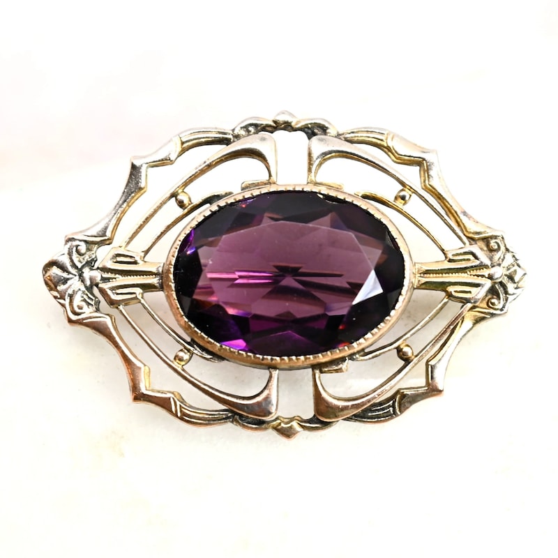 Purple Stone Brooch - Etsy
