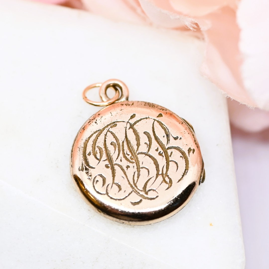 Antique "rbb" Monogrammed Locket Initials Small Round Photo Locket ...