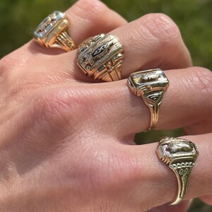 Vintage Ladies 1969 Class Ring 10k Gold | RH Initials | Art Deco Style Signet Ring | Ladies Size ...