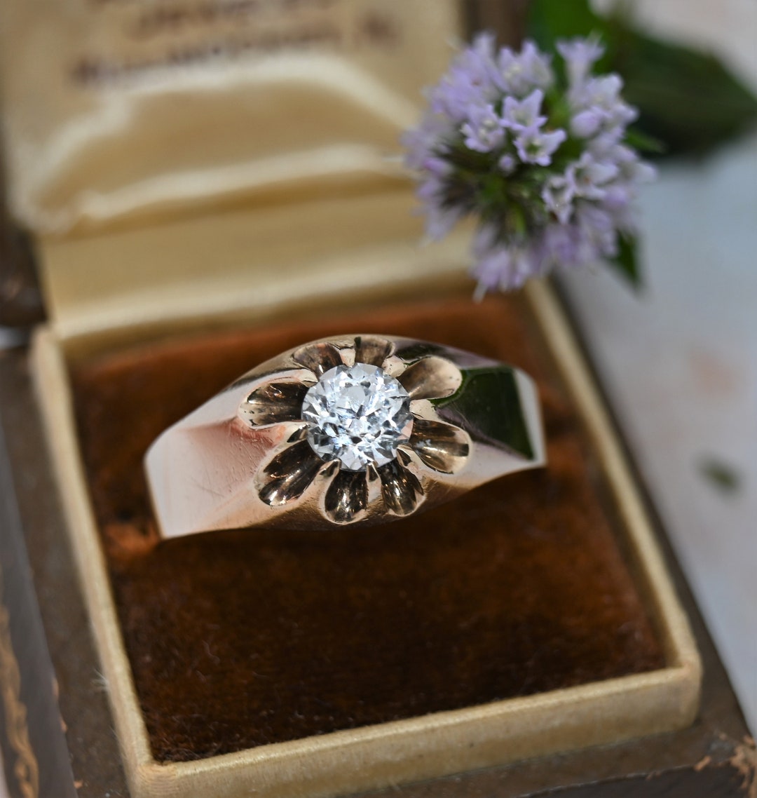 Antique Victorian Belcher Ring Old Cut White Sapphire 10k Gold - Etsy