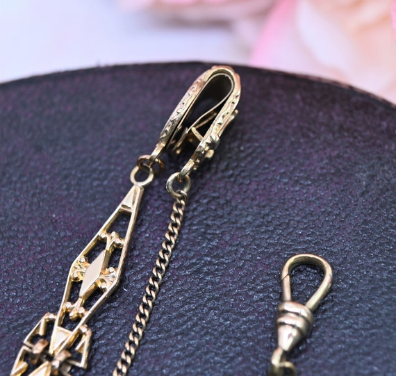 Victorian era vest chain with fob, dog clip, and safe… - Gem