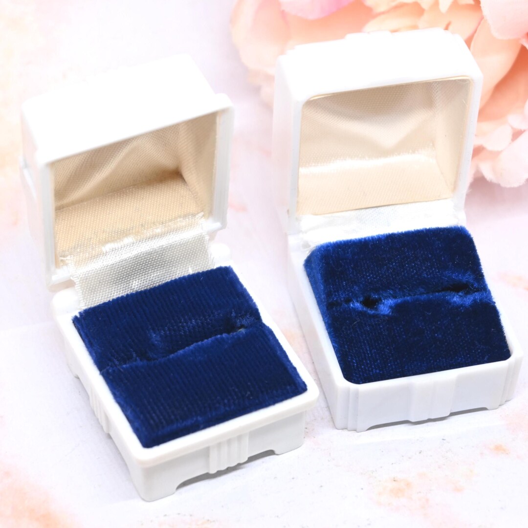 Art Deco White Celluloid Ring Boxes With Royal Blue Velvet Interior ...