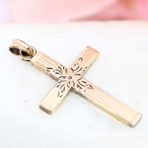 Vintage 12k Gold Filled Cross Pendant Yellow Gold Engraved ALICE TO ANN Etched Design Victorian ...