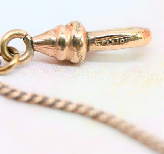 Victorian era vest chain with fob, dog clip, and safe… - Gem