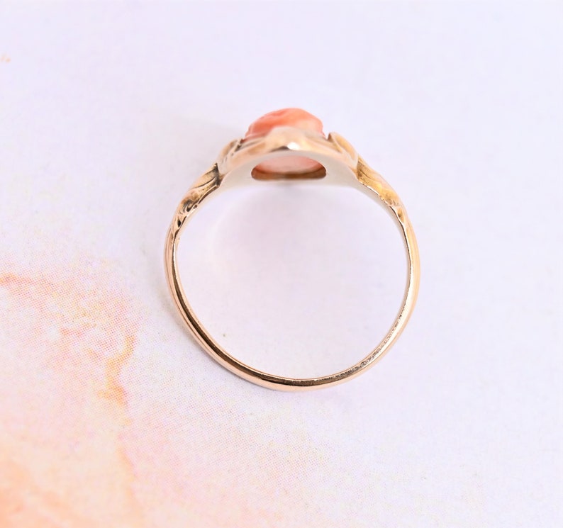 Anillo de camafeo antiguo camafeo de coral rosa 10k oro - Etsy España