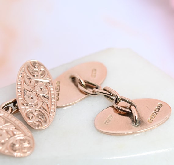 Antique Edwardian cuff links 1901 9ct gold fully hall… - Gem