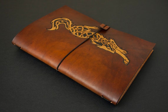 Travelers Notebook Cover Celtic Wolf Refillable Journal | Etsy