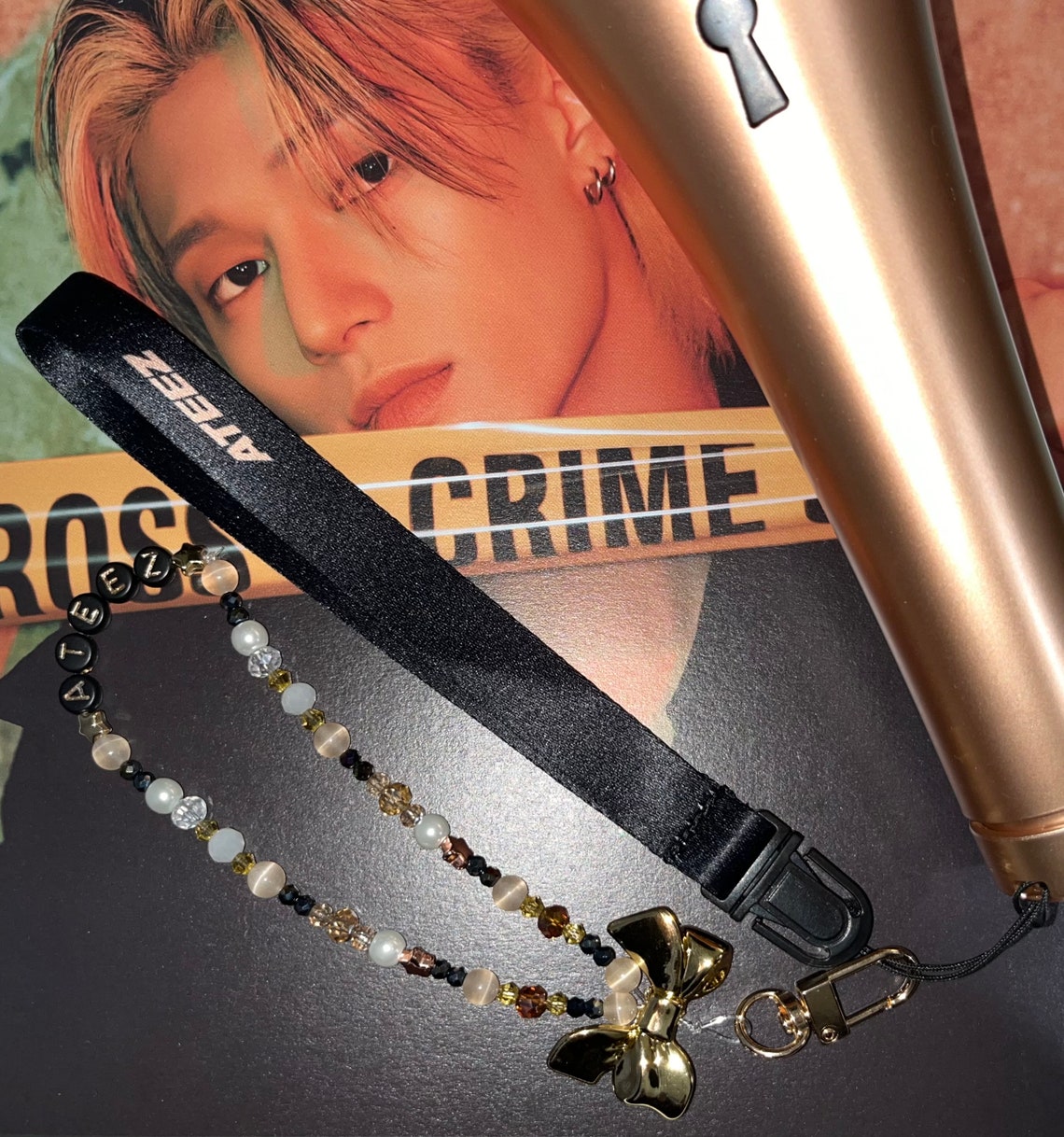 Custom Ateez Atiny Lightiny Lightstick Strap Charm Loop Chain Accessory ...