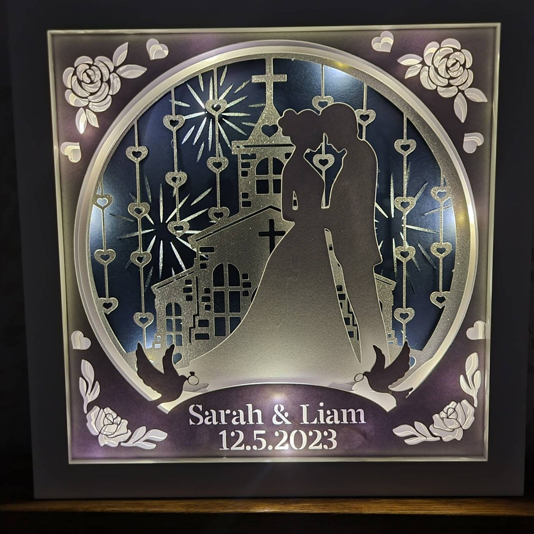 Personalised Wedding Light up Shadow Box Frame. Mr and Mrs, Mr and Mr ...