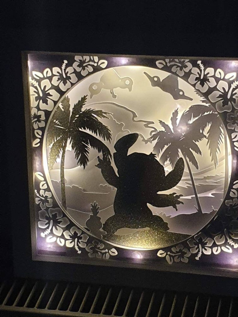 Lilo and Stitch Inspired 3D Light up Shadow Box Set in 9 X 9in - Etsy