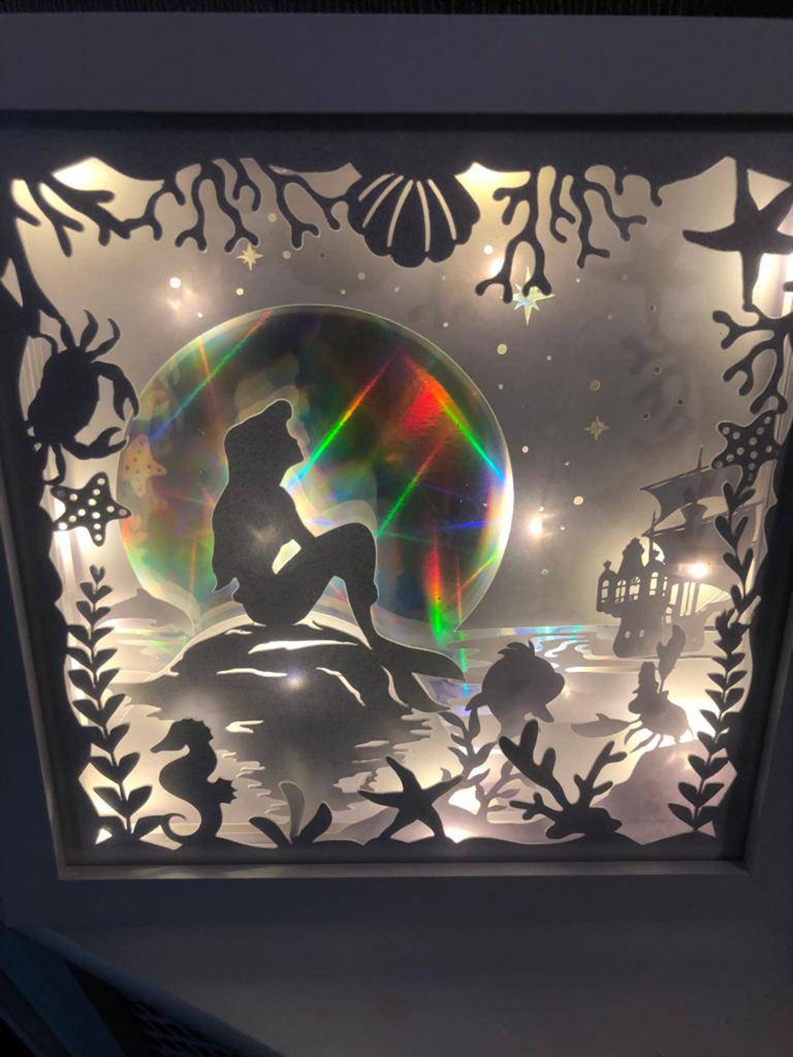 Ariel Little Mermaid Inspired Light up 3D Shadow Box. Under - Etsy