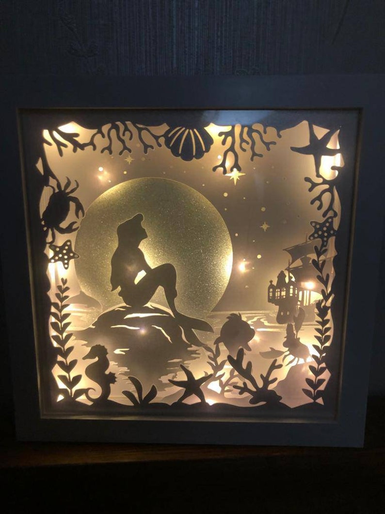 Ariel Little Mermaid Inspired Light up 3D Shadow Box. Under - Etsy