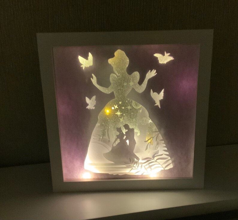 Cinderella Inspired Light up 3D Shadow Box Set in 9 X 9 in - Etsy