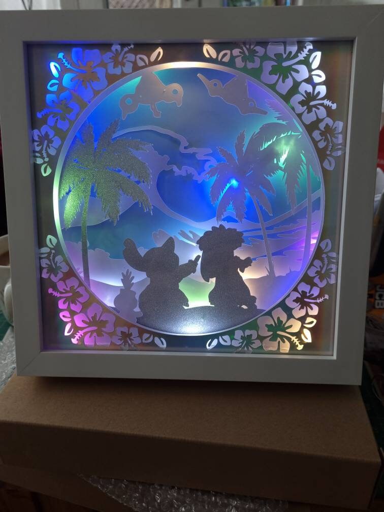 Lilo and Stitch Inspired 3D Light up Shadow Box Set in 9 X 9in - Etsy UK