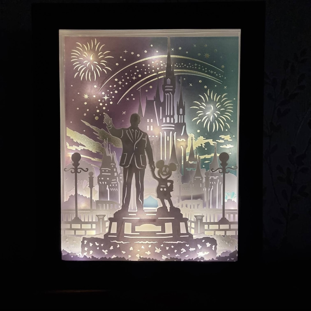 Walt and Mickey 3D Light up Shadow Box Set in High Quality 8 X 10 Inch ...