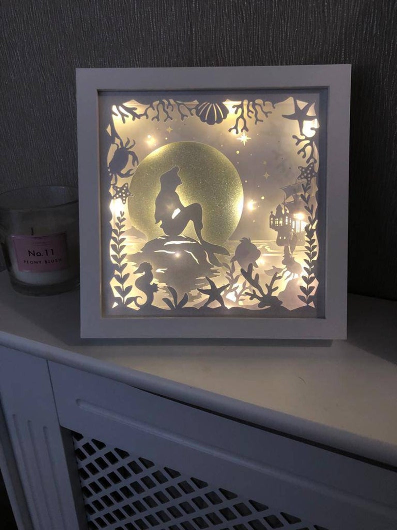 Ariel Little Mermaid Inspired Light up 3D Shadow Box. Under - Etsy