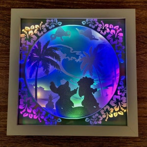 Lilo and Stitch Inspired 3D Light up Shadow Box Set in 9 X 9in High ...