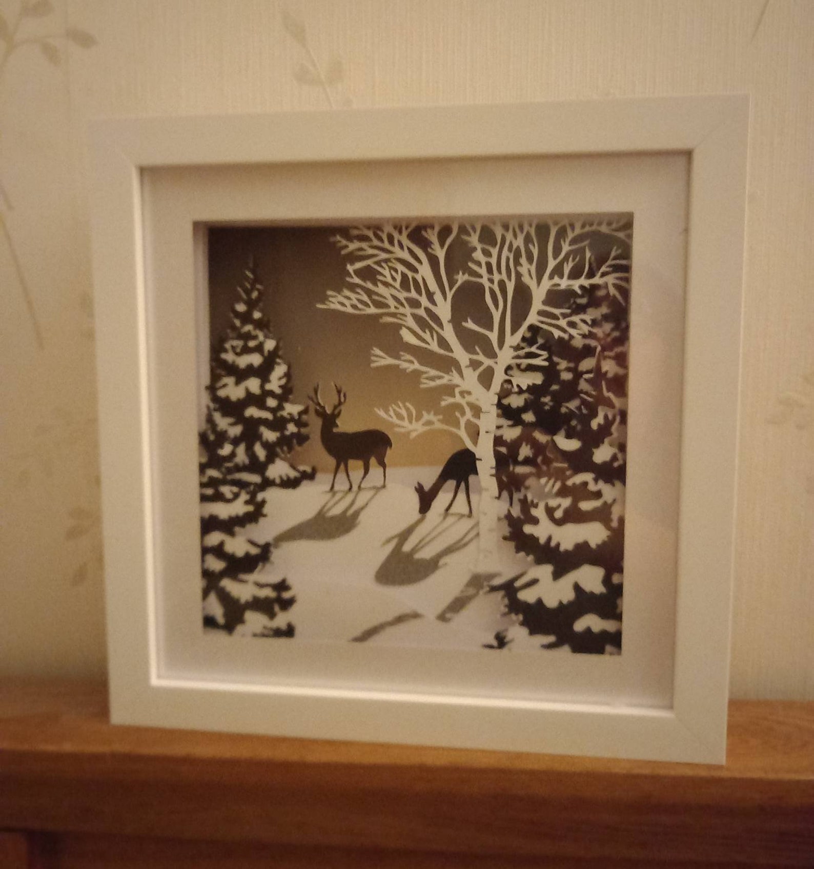 Woodland Deer in Moonlight 3D Light up Shadow Box Set in High - Etsy UK