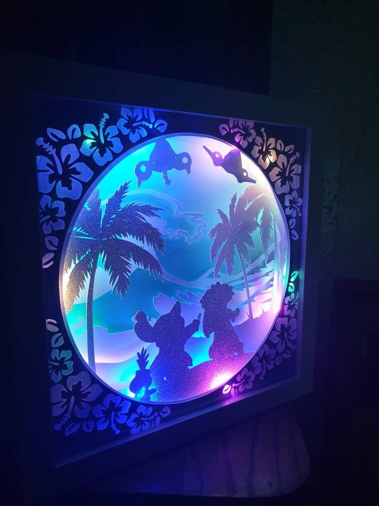 Lilo and Stitch Inspired 3D Light up Shadow Box Set in 9 X 9in - Etsy UK