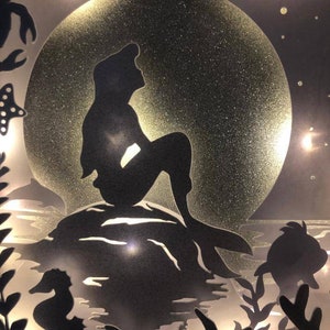 Ariel Little Mermaid Inspired Light up 3D Shadow Box. Under the Sea ...