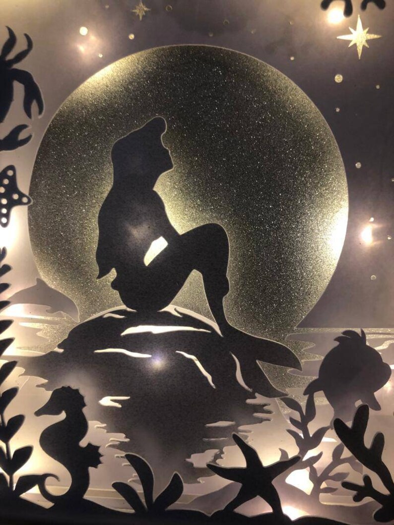 Ariel Little Mermaid Inspired Light up 3D Shadow Box. Under - Etsy