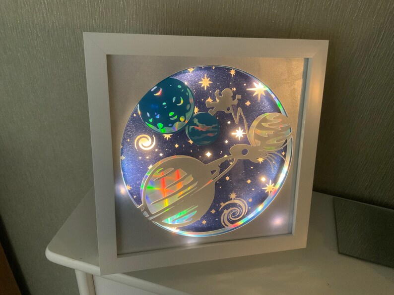 Personalised Space Theme 3D Light up Frame Astronaut | Etsy
