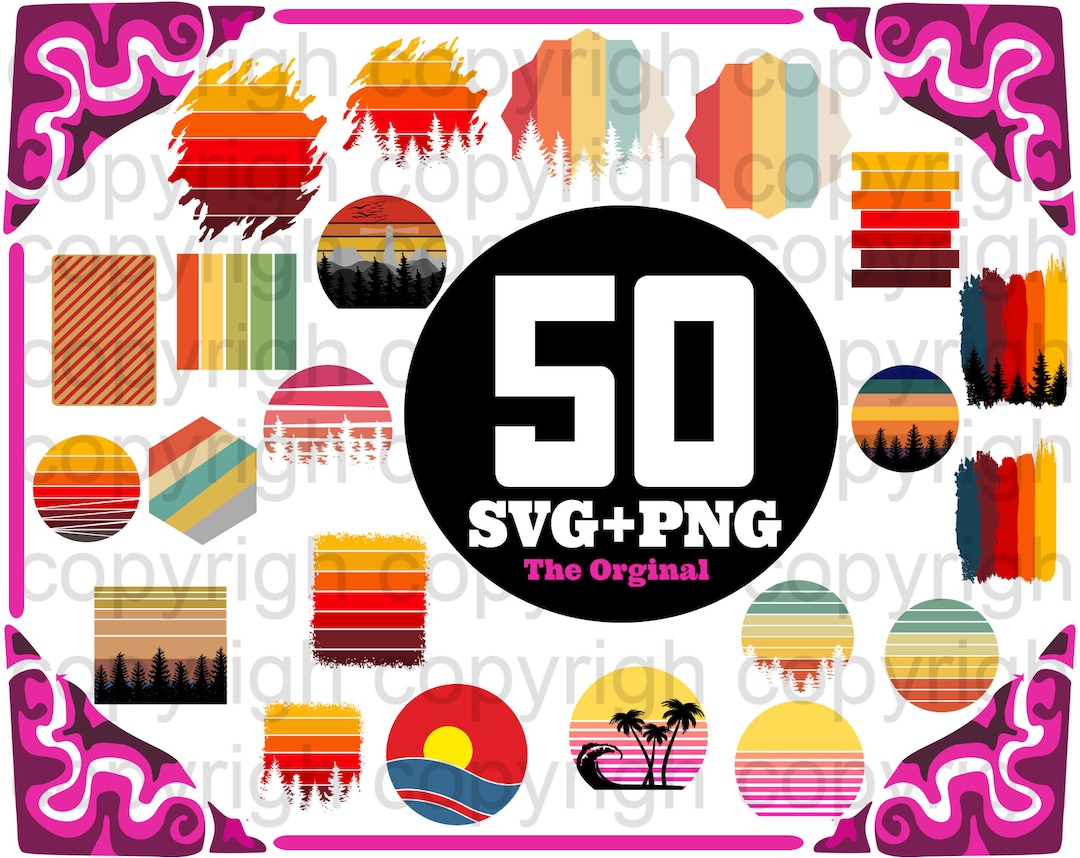 Sunset Svg Sunset Bundle Retro Vintage Circle for Cricut Retro Circle ...