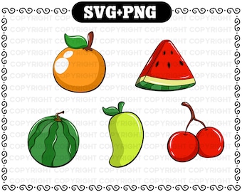 Fruits Svg,pineapple Clipart Svg, Watermelon Clipart Svg, Strawberry ...