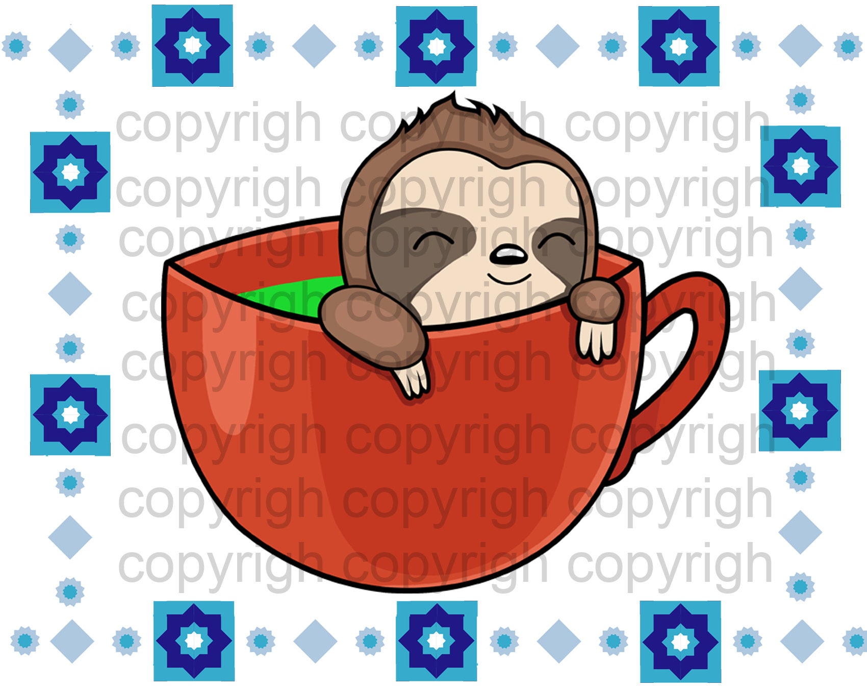 Sloth SVG Coffee Sloth Clipart Sloth Coffee SVG and PNG - Etsy