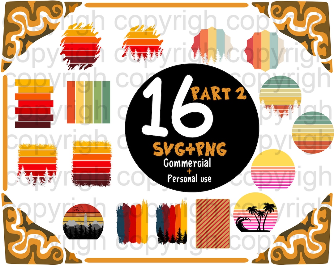 Sunset Svg Sunset Bundle Retro Vintage Circle for Cricut Retro Circle ...
