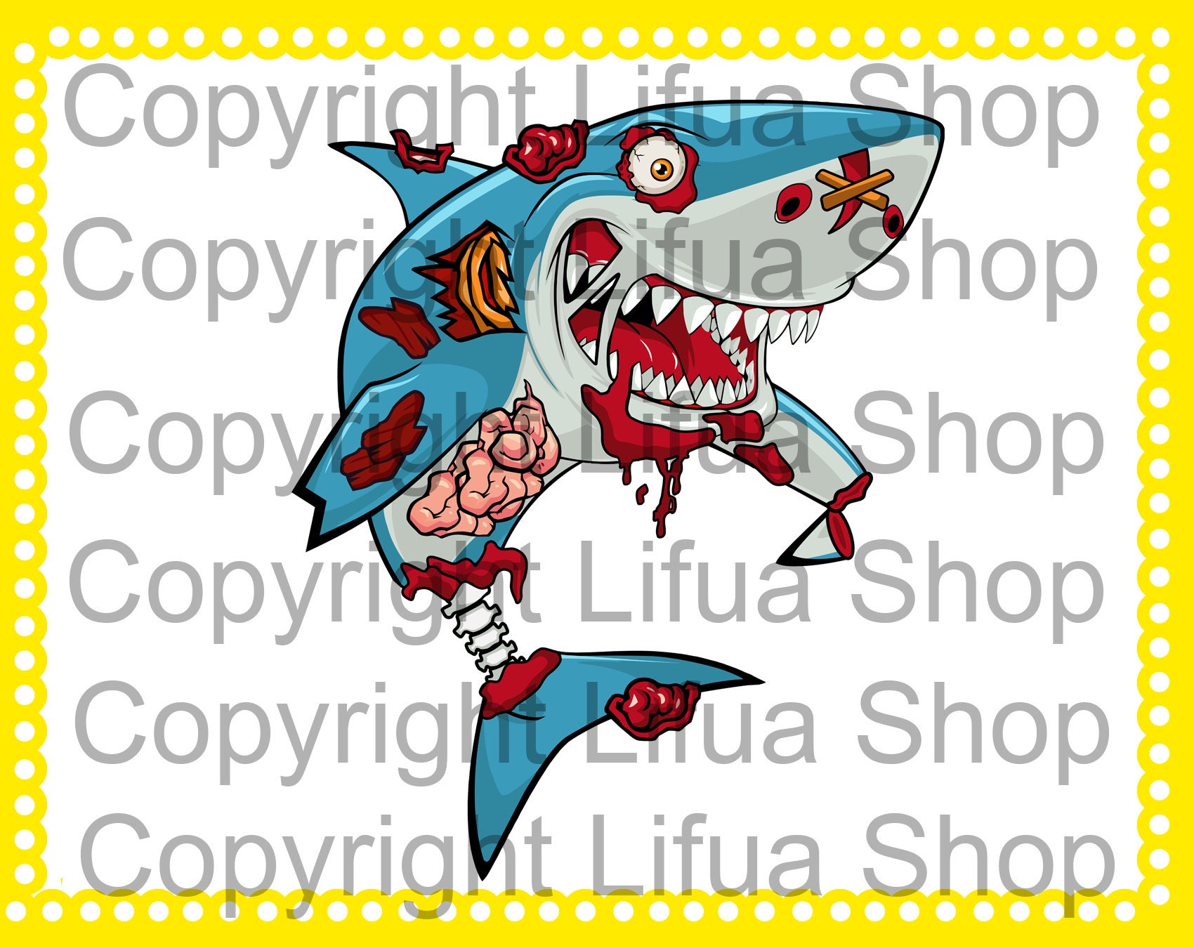Zombie Shark SVG PNG - Funny Halloween Unique Cutting File - Commerical ...