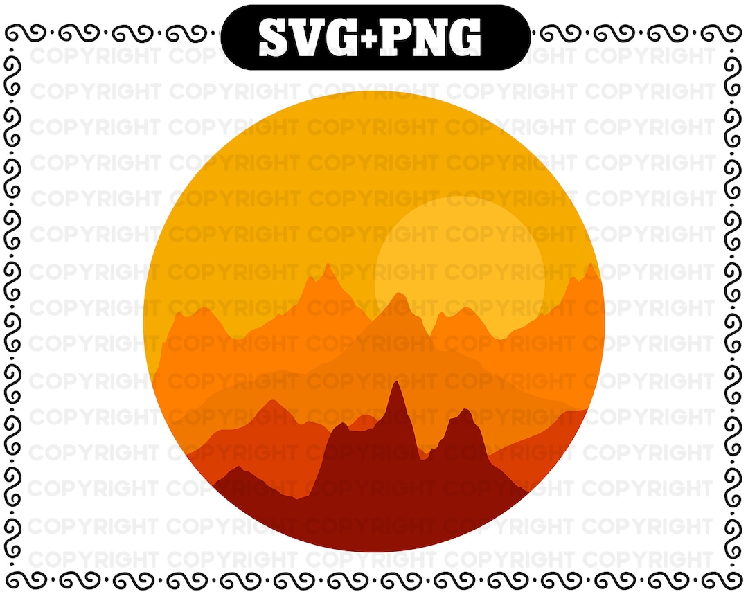 Retro Vintage Circle Sunset Desert Svg for Cricut and Png Digital ...
