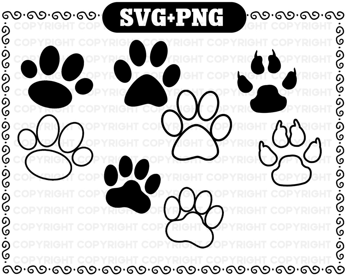 Paw Outline Svg Dog Paw Outline Png Cat Paw Svg Paw - Etsy