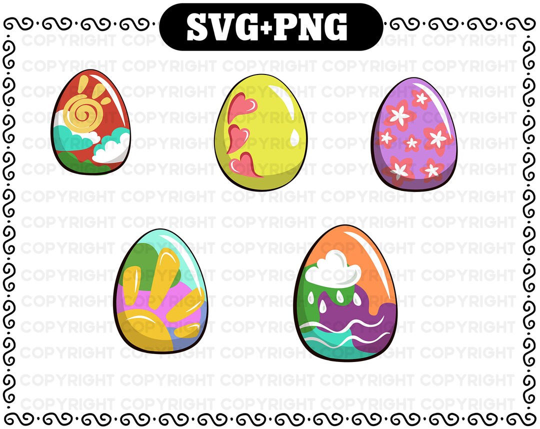 Easter Eggs Bundle Svg for Cricut Cutting File and Png Digital Downlad ...