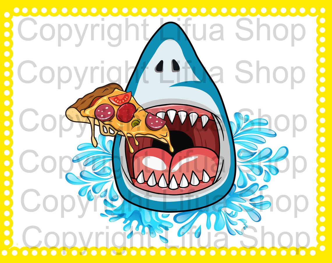 Shark Eating Pizza SVG and PNG / Shark Pizza Svg / Shark Clip | Etsy