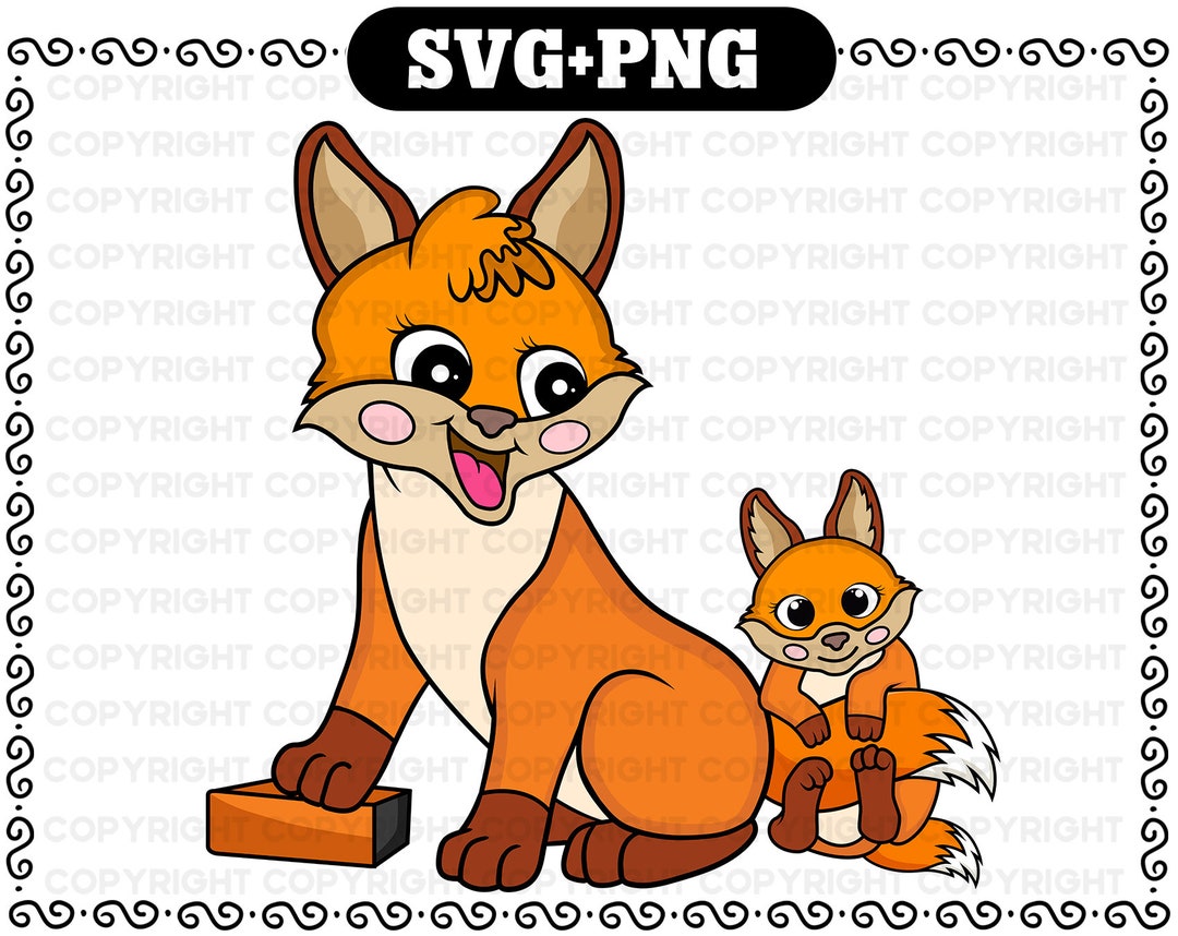 Fuchs Mama und Tochter SVG und PNG - Schwerster Plotterdatei - Große ...