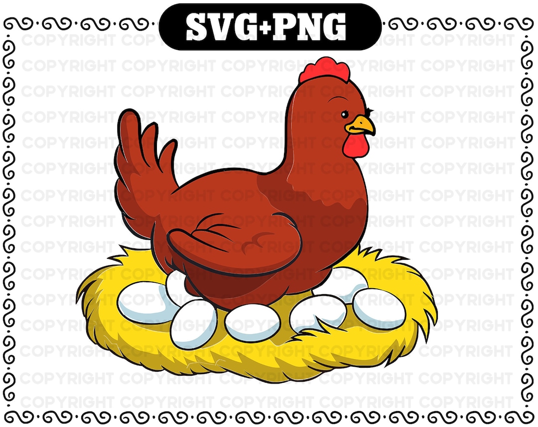 Cute Chickens With Eggs SVG and Png / Clipart Png Svg / Chickens Cricut ...