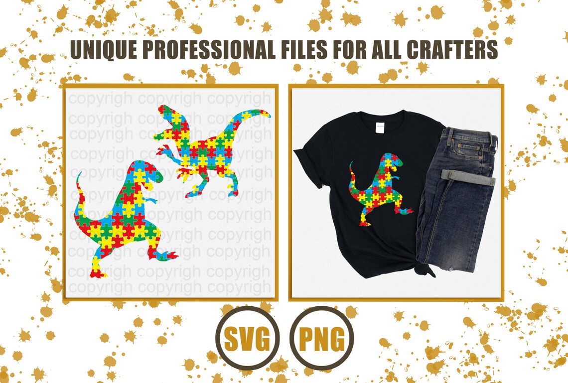 Autism Dinosaurs SVG + PNG - Etsy
