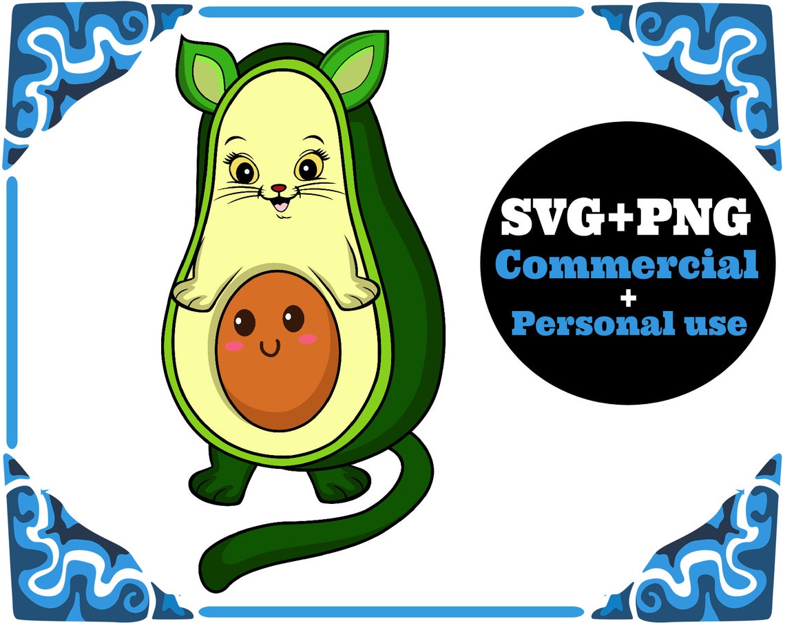 Acocato Cute Avocado Cat SVG and PNG / Avocato Svg / Avocado - Etsy