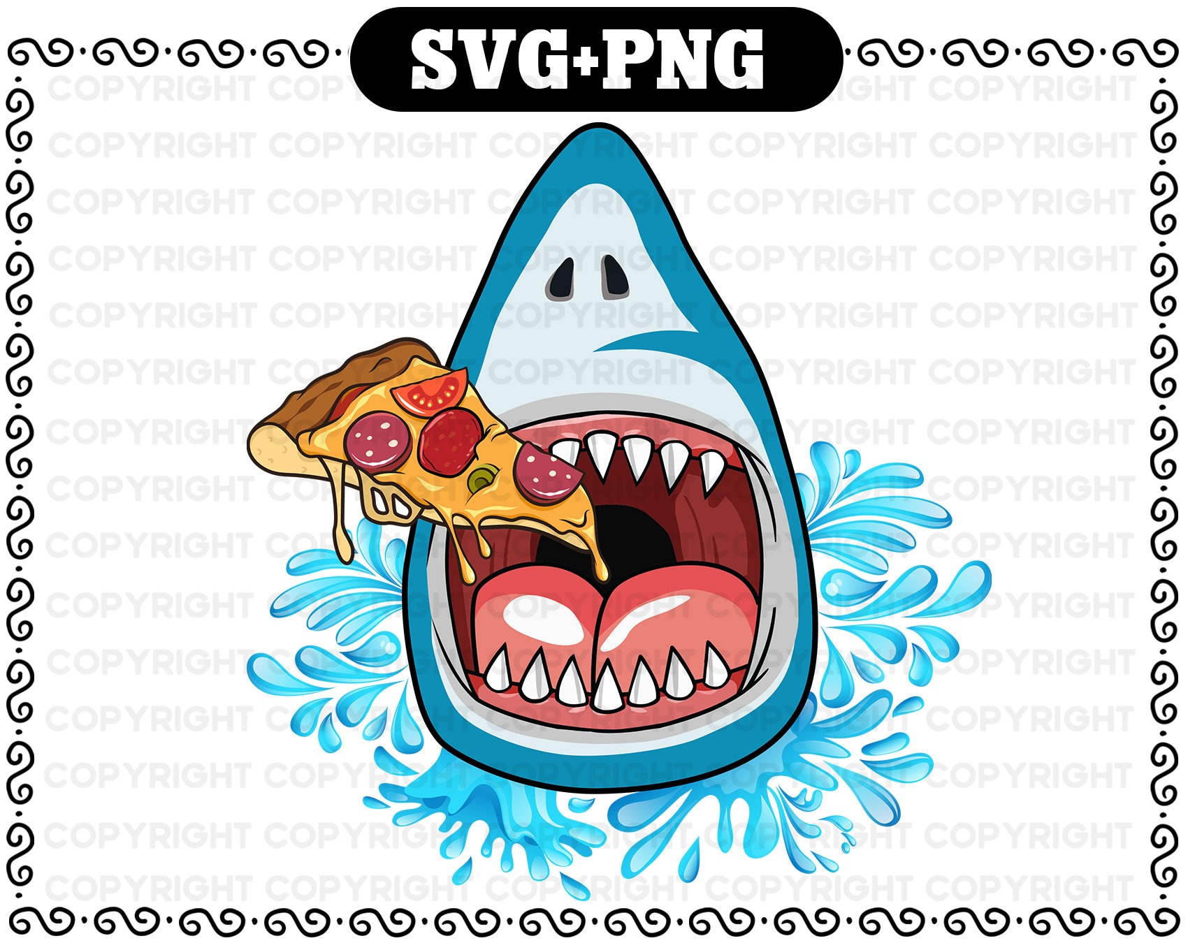 Shark Eating Pizza SVG and PNG / Shark Pizza Svg / Shark Clip | Etsy