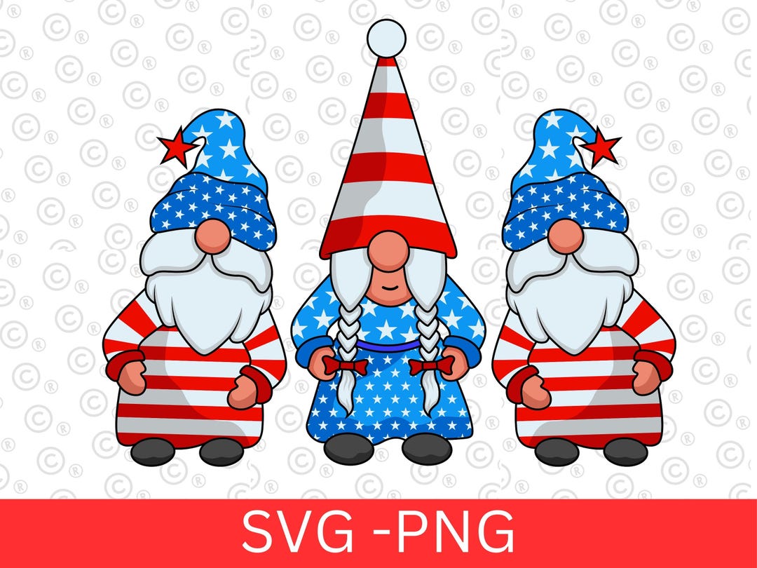 4th of July Gnome SVG and PNG / American Gnome Cut File / Independence ...