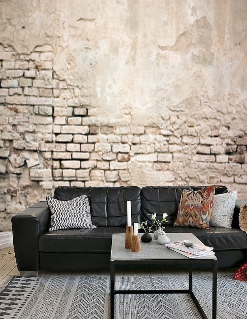 Distressed Brick Peel and Stick Wallpaper, Stone Looking Wallpaper ...