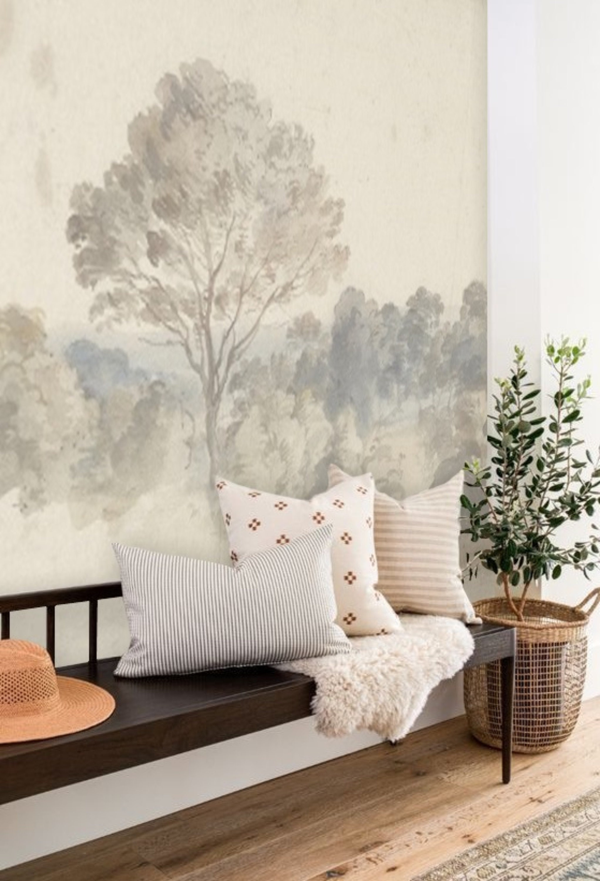 Vintage Oak Tree Mural Wallpaper Scenic Panoramic Abstract Wall Art ...