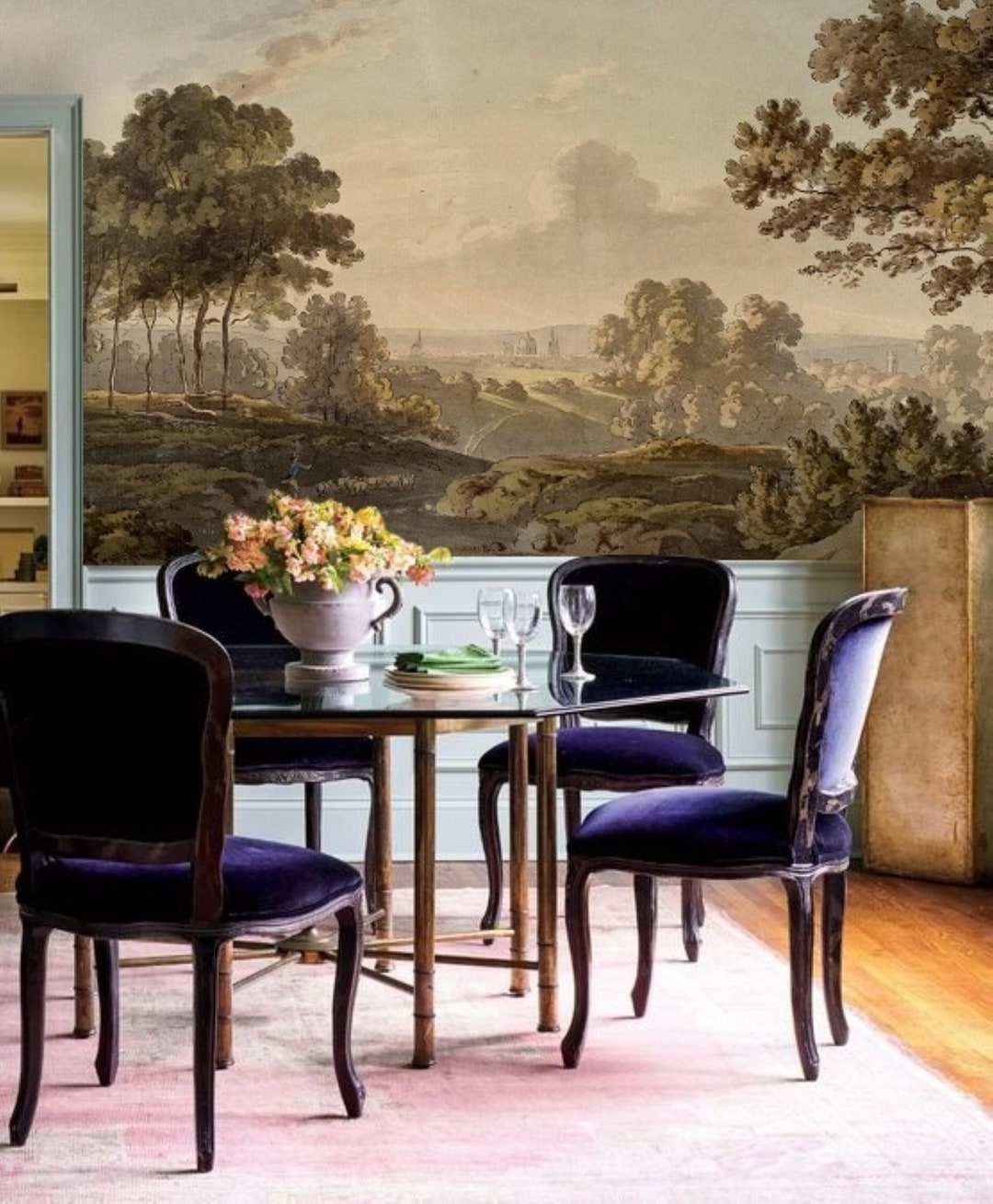 Vintage English Countryside Landscape Wallpaper Mural, Removable Peel ...