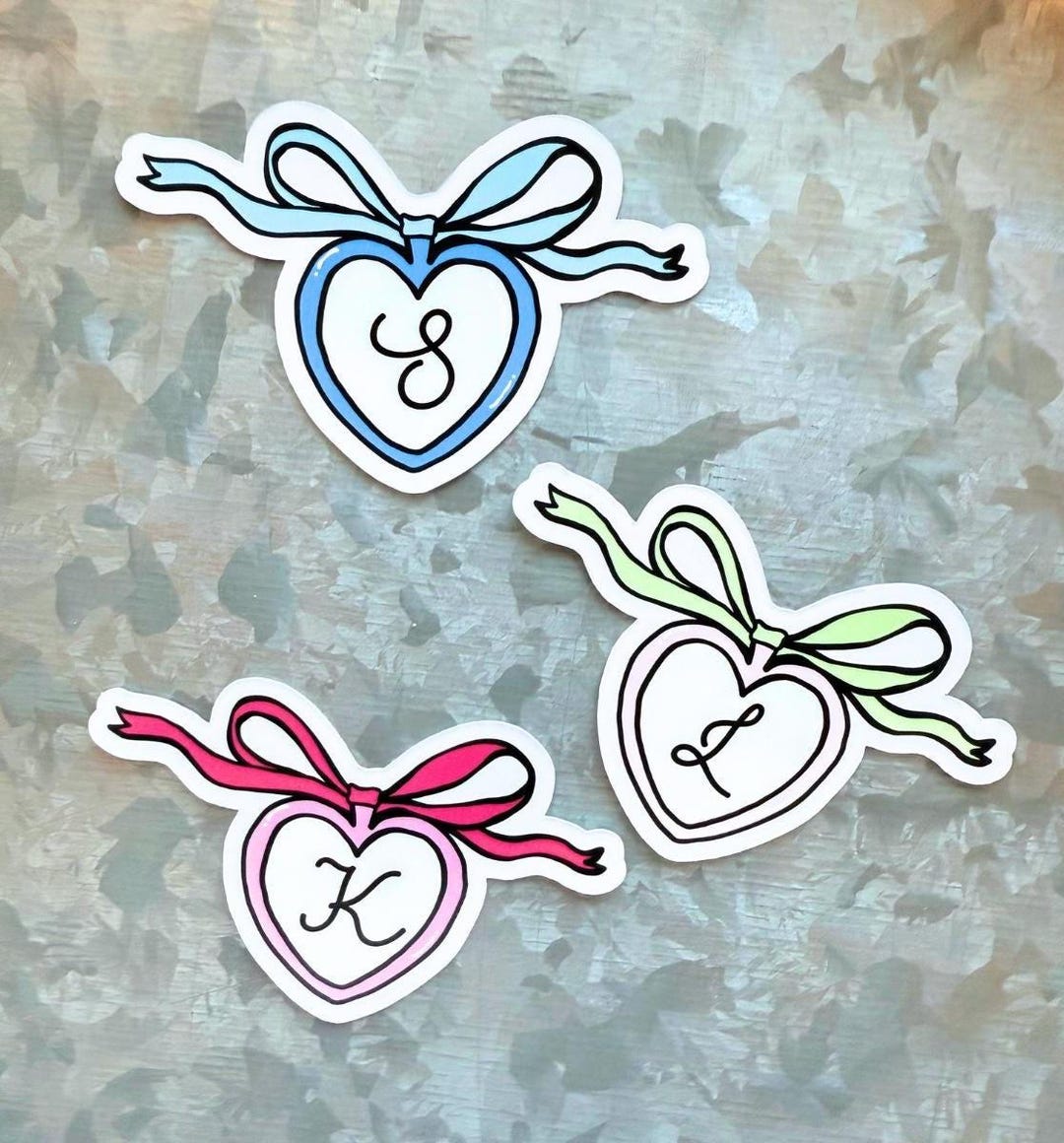 Custom Initial Heart Locket Waterproof Sticker-3 Color Choices|heart ...