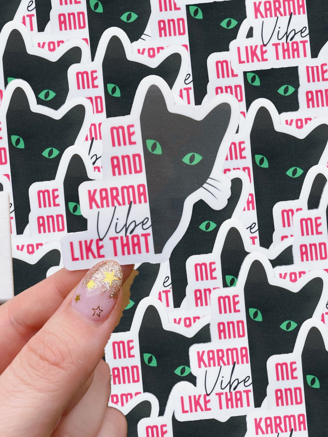 Karma Sticker/karma Vibes Cat Sticker - Etsy